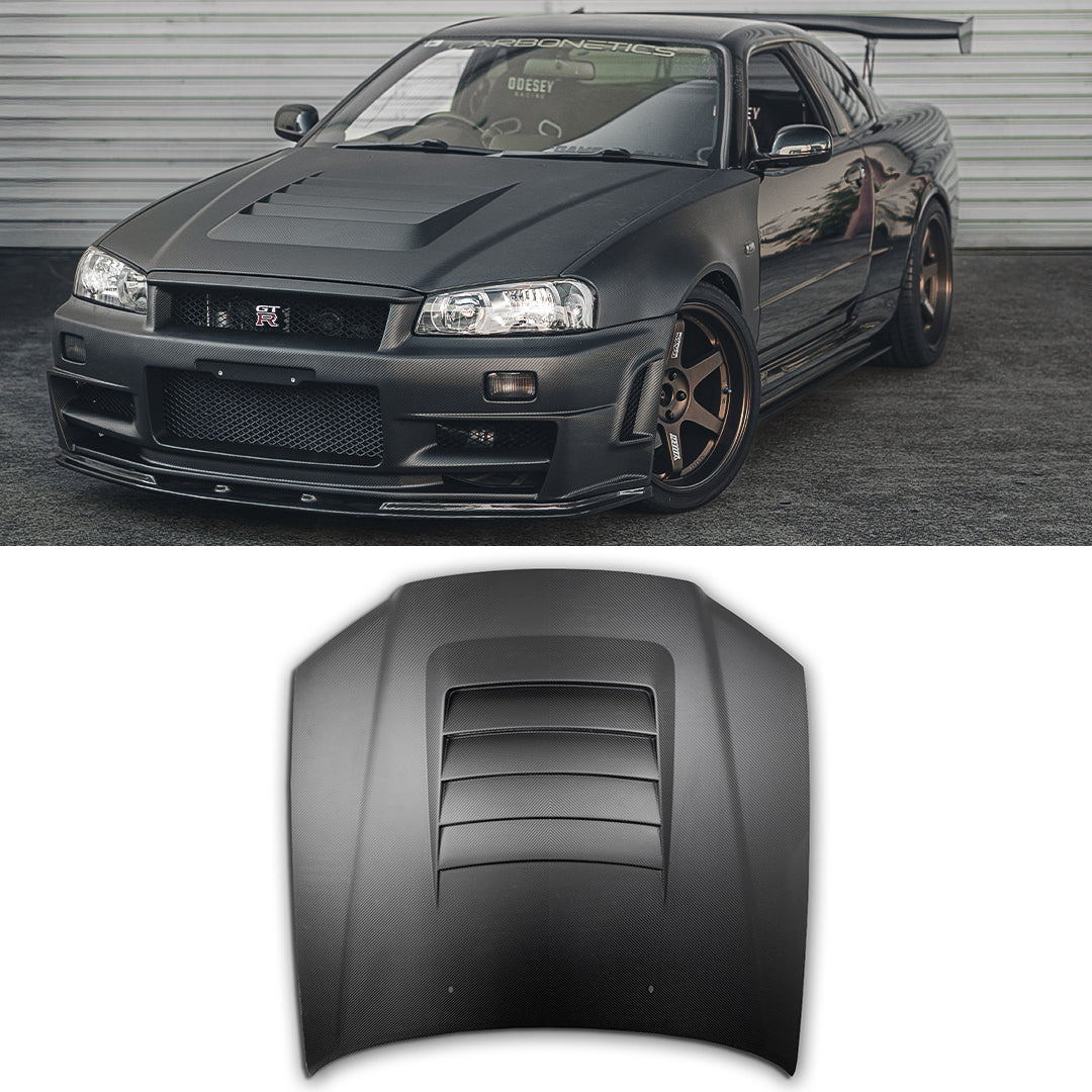 Nissan Skyline R34 GTR Z Tune Style Dry Carbon Vented Hood