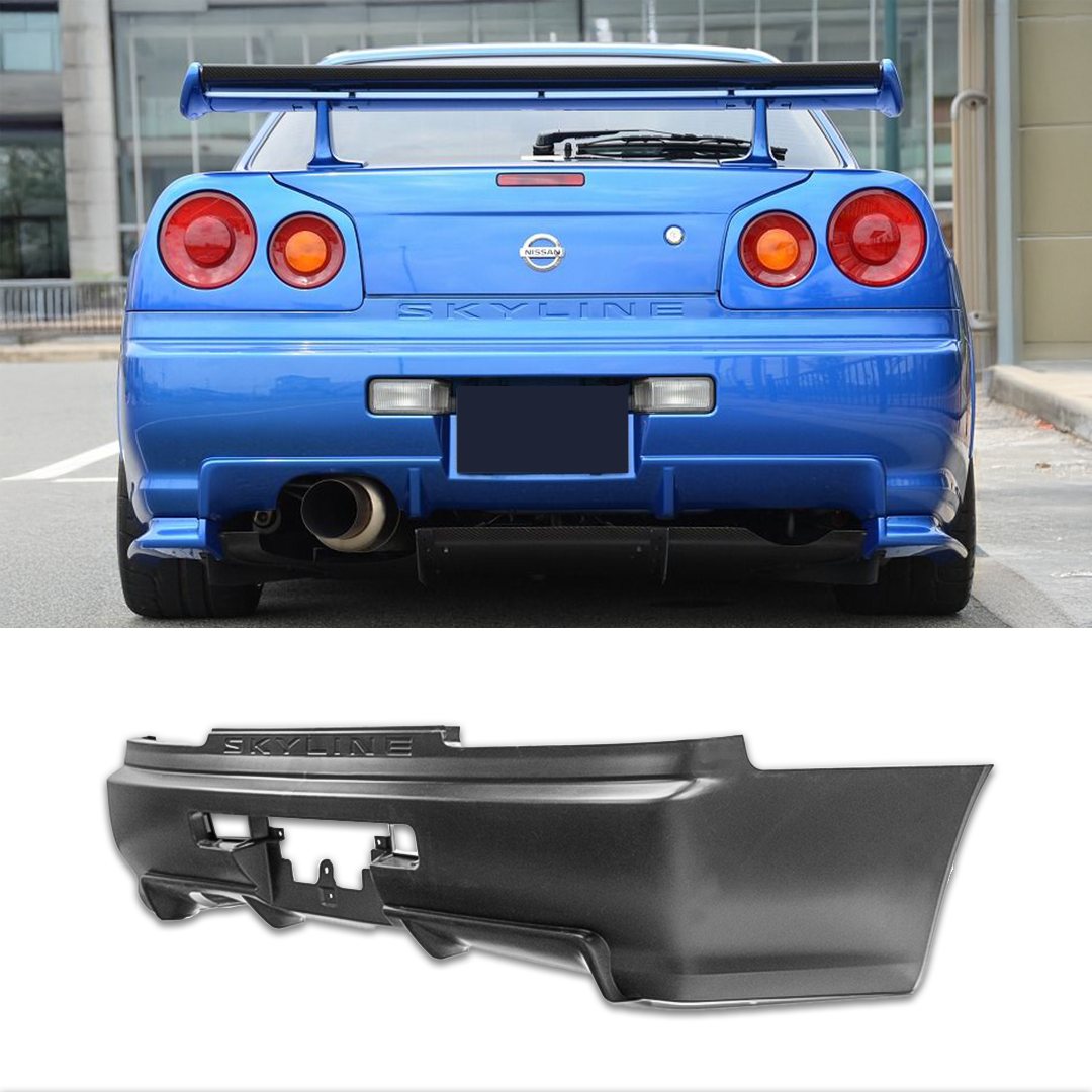 R34 GTR Style Plastic Rear Bumper With Skyline Logo For Nissan Skyline